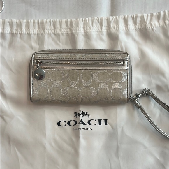 Coach | Bags | Coach Silver Wallet With Signature Monogram | Poshmark